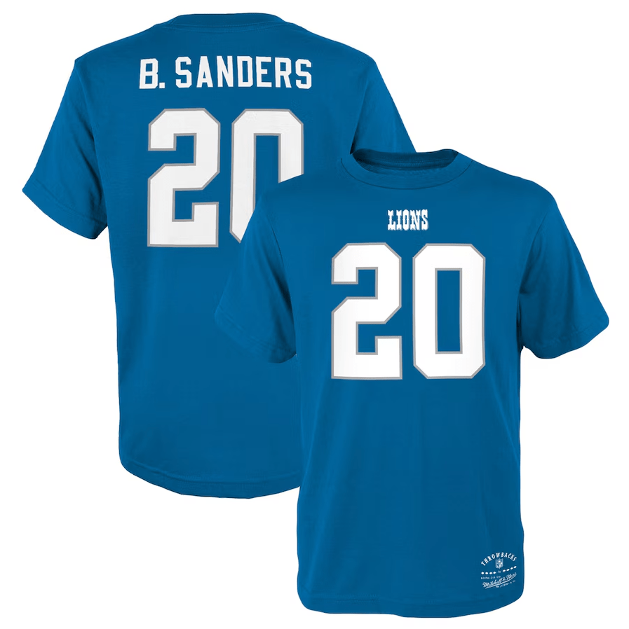 YOUTH - Barry Sanders Detroit Lions Name & Number T-Shirt