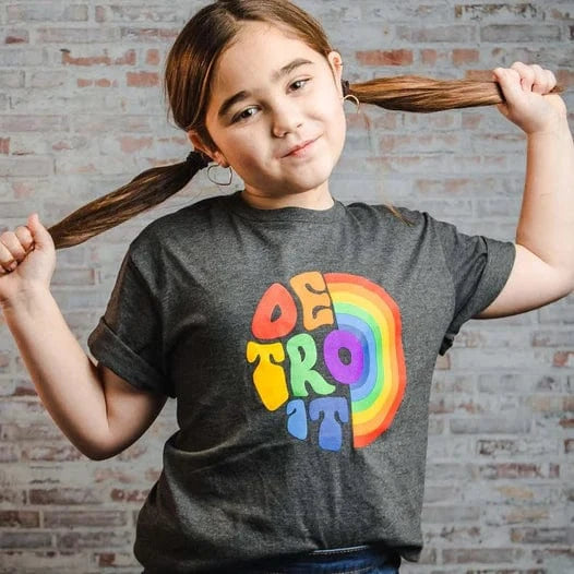Youth - Detroit Rainbow Shirt in Heather Black